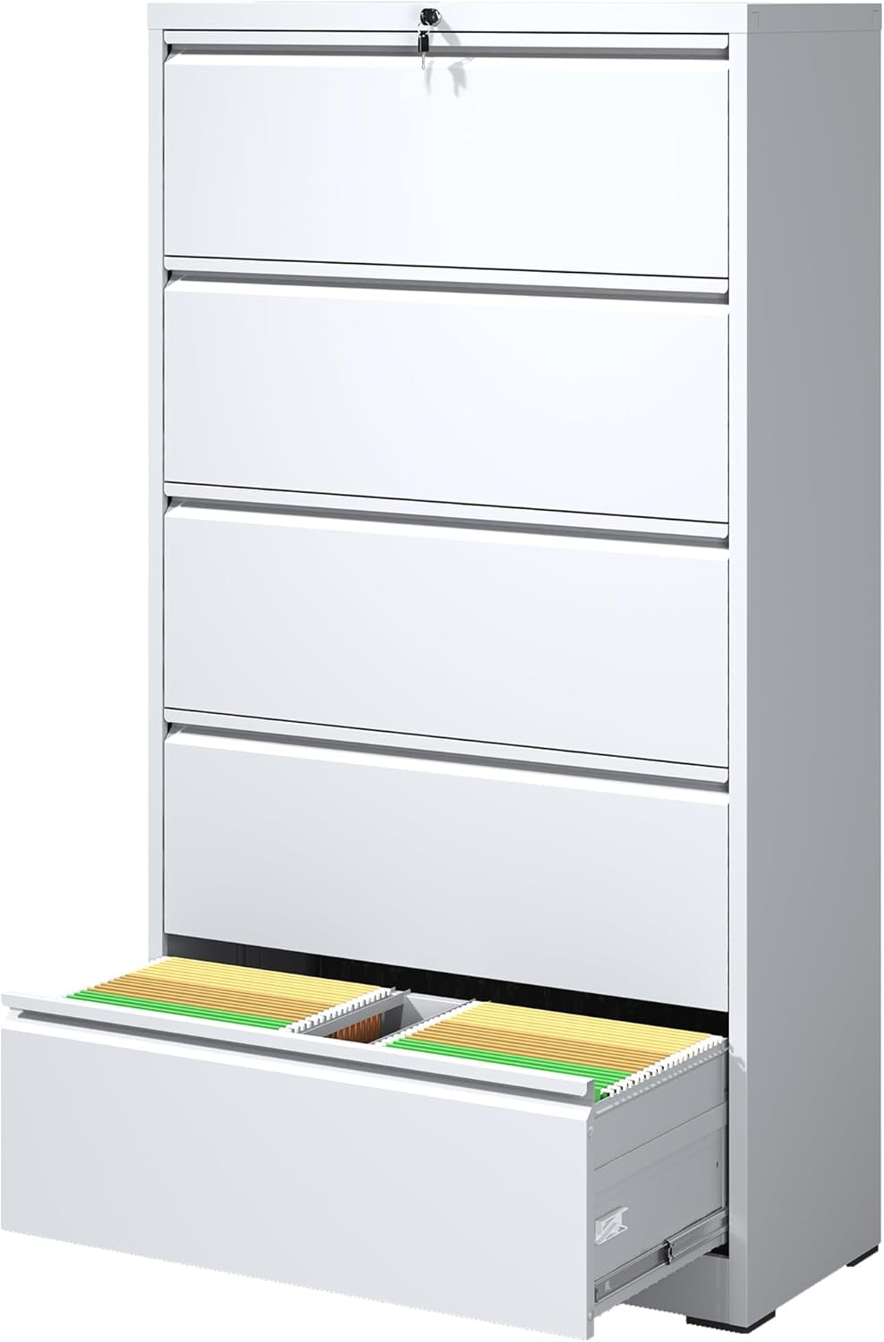 5 Drawer Lateral File Cabinets with Lock Office Filing Cabinet Steel ...
