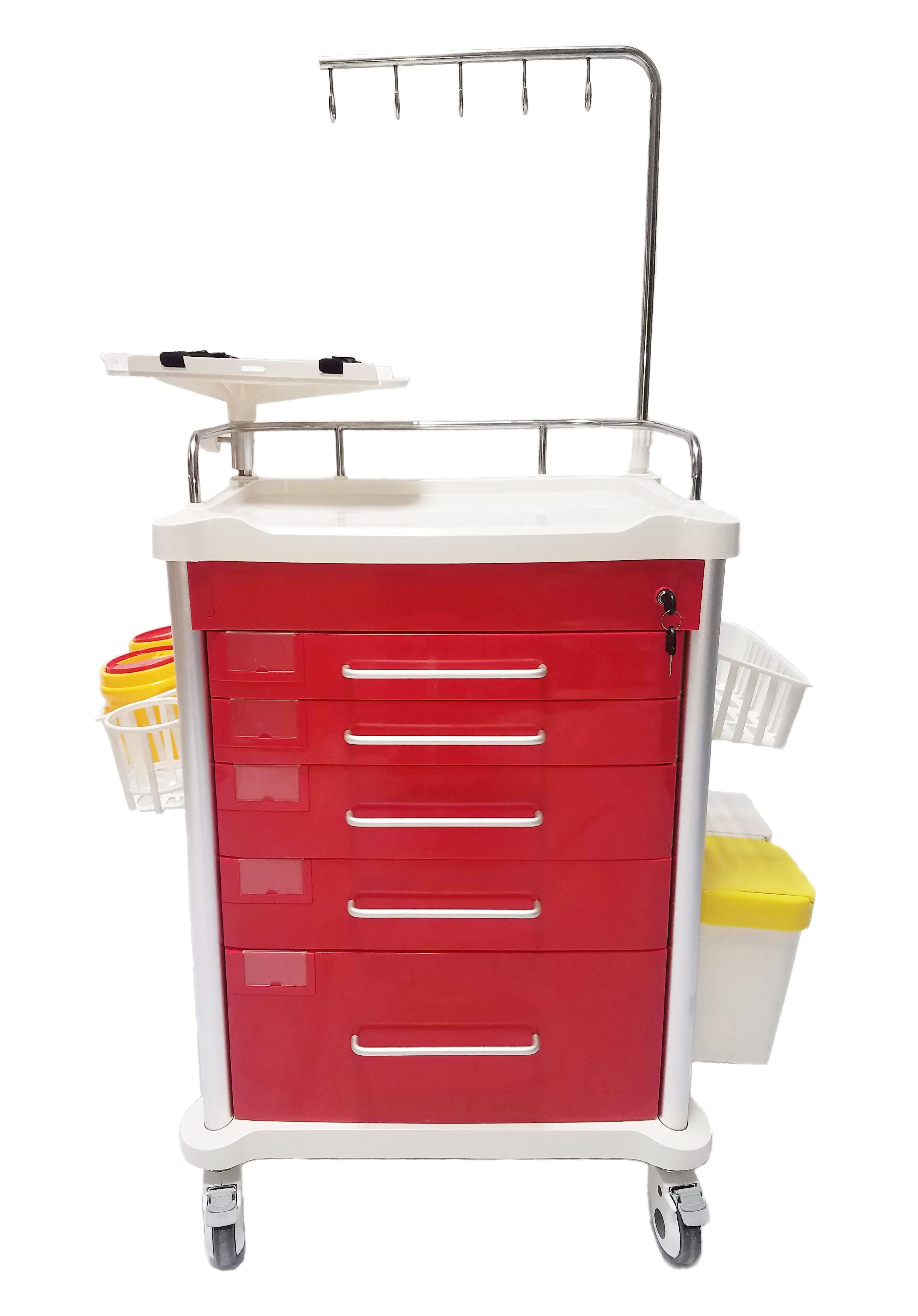 5 Drawer Lightweight Crash Cart with Accessory Package, MS3C-590CR ...