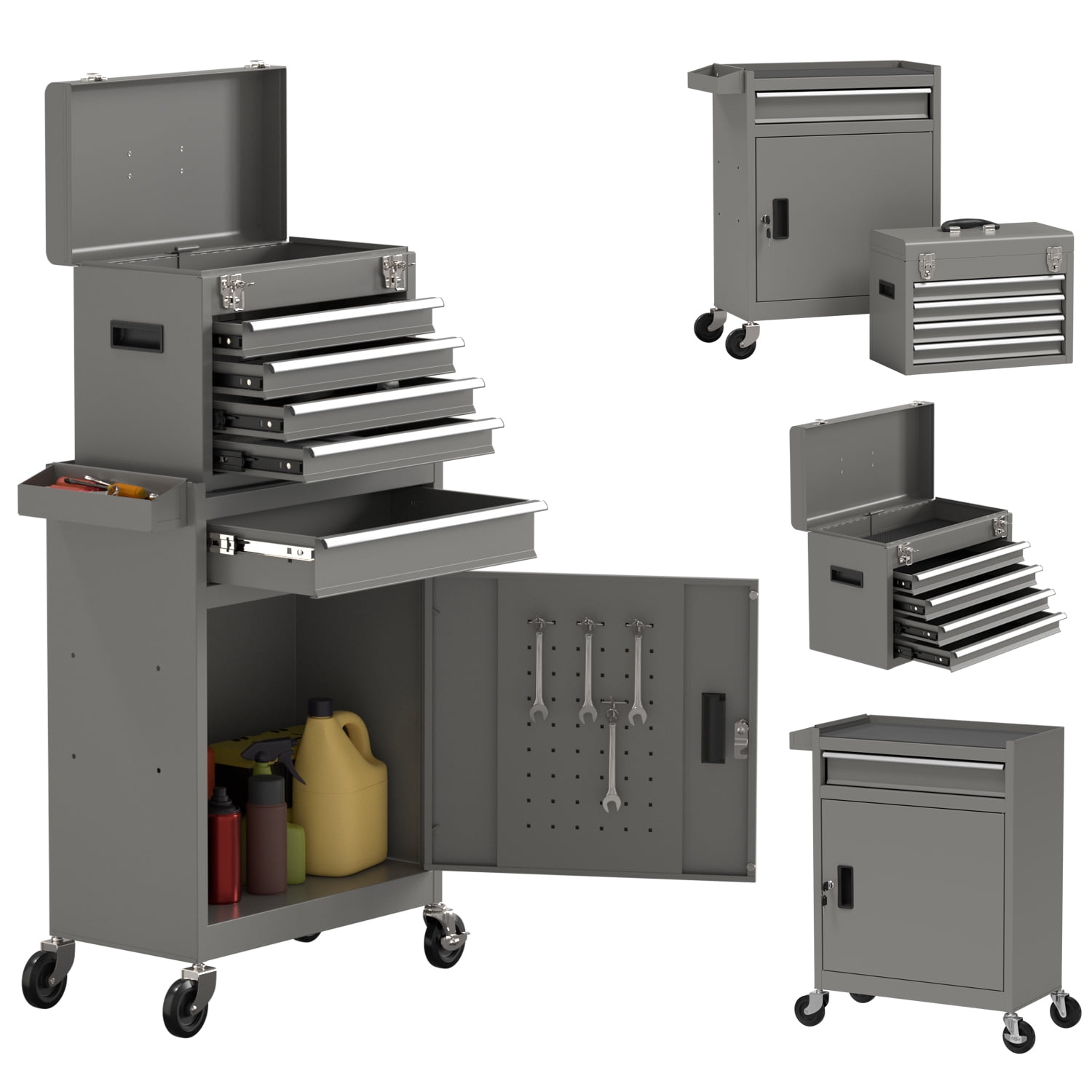 5 Drawer Mechanic Tool Chest with Wheels Heavy Duty Rolling Tool Box ...