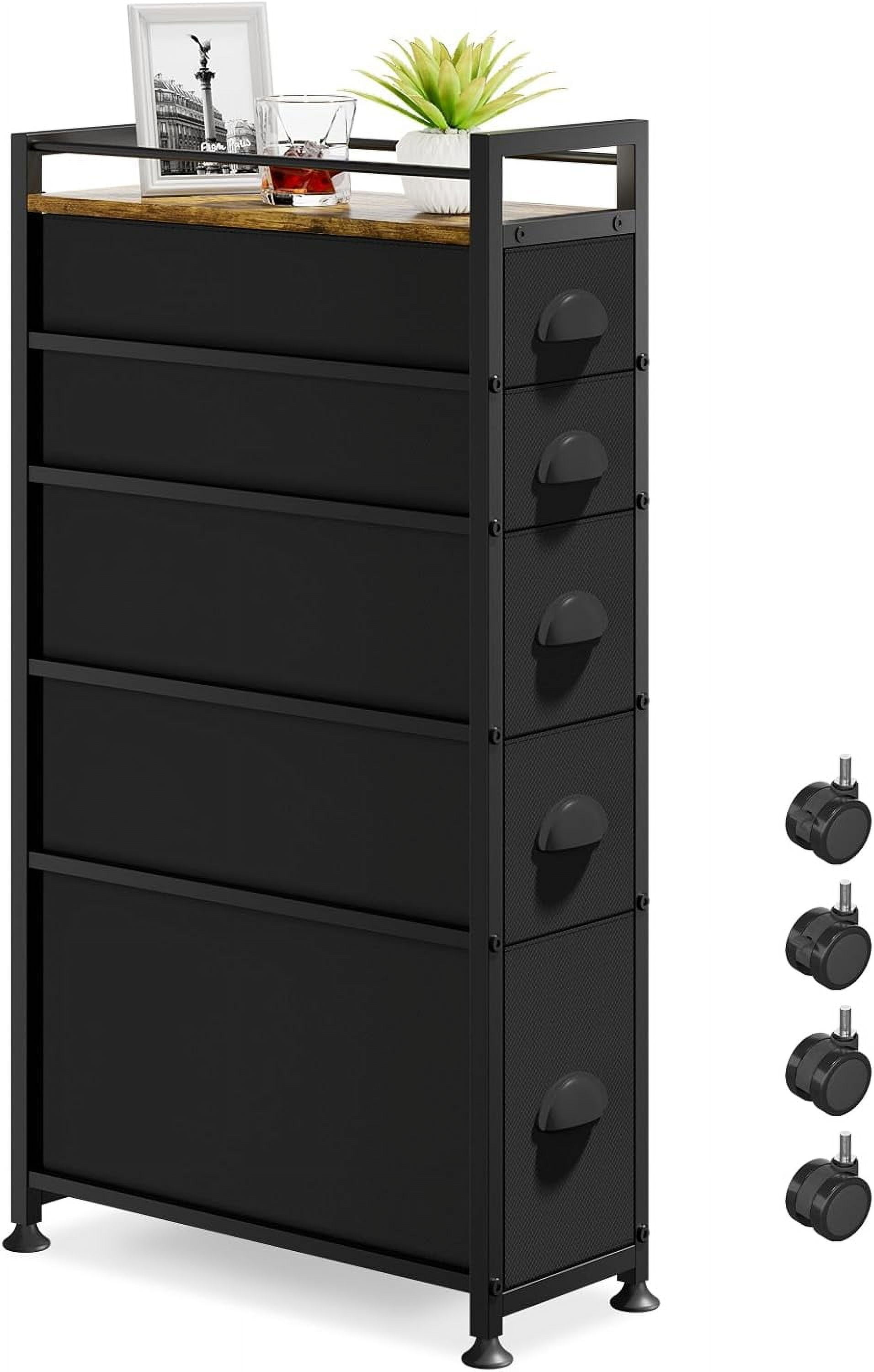 5 Drawer Narrow Dresser Slim Cabinet Skinny Storage Tower Chest, Ideal ...