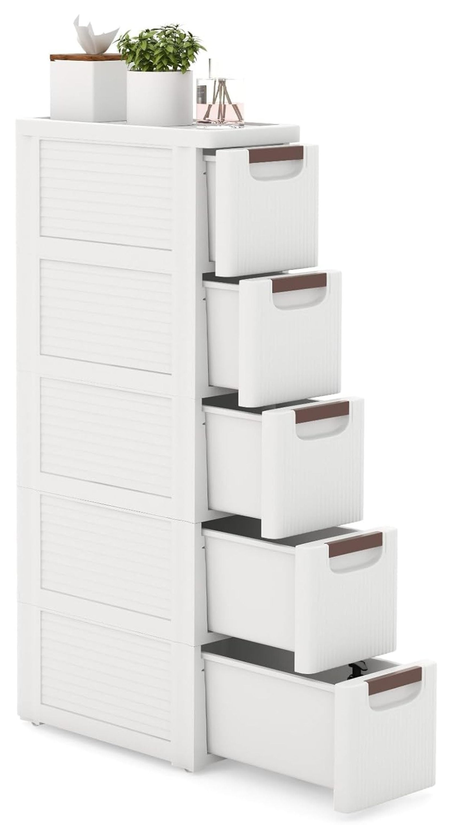 5-Drawer Narrow Storage Cabinet, Slim Rolling Cart with Wheels - Mobile ...