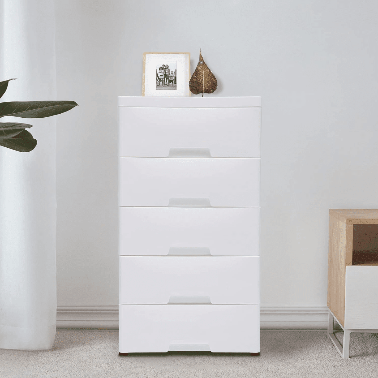 5 Drawer Plastic Drawers Dresser Storage Cabinet, Stackable Vertical ...