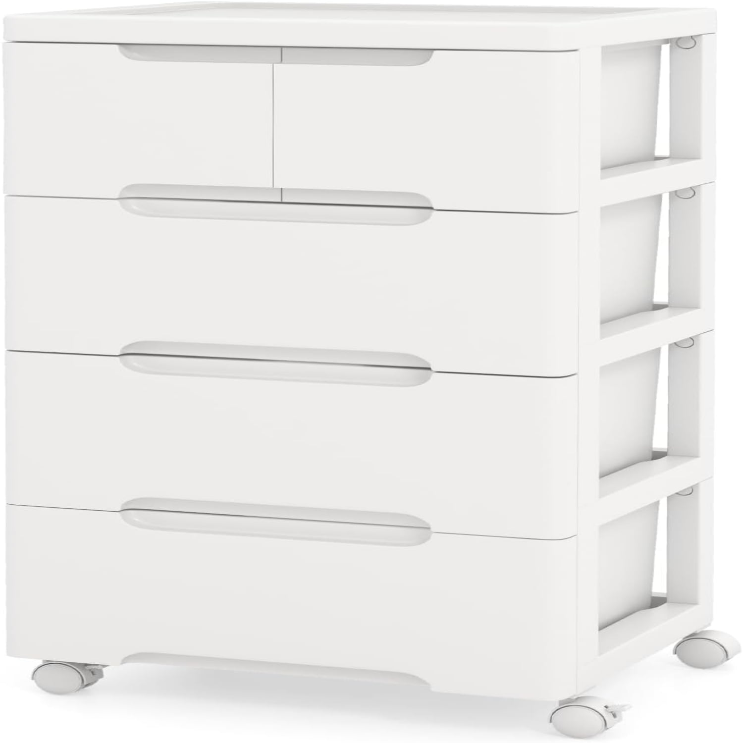 5-Drawer Plastic Rolling Storage Cart Mobile Storage Cabinet with 4 ...