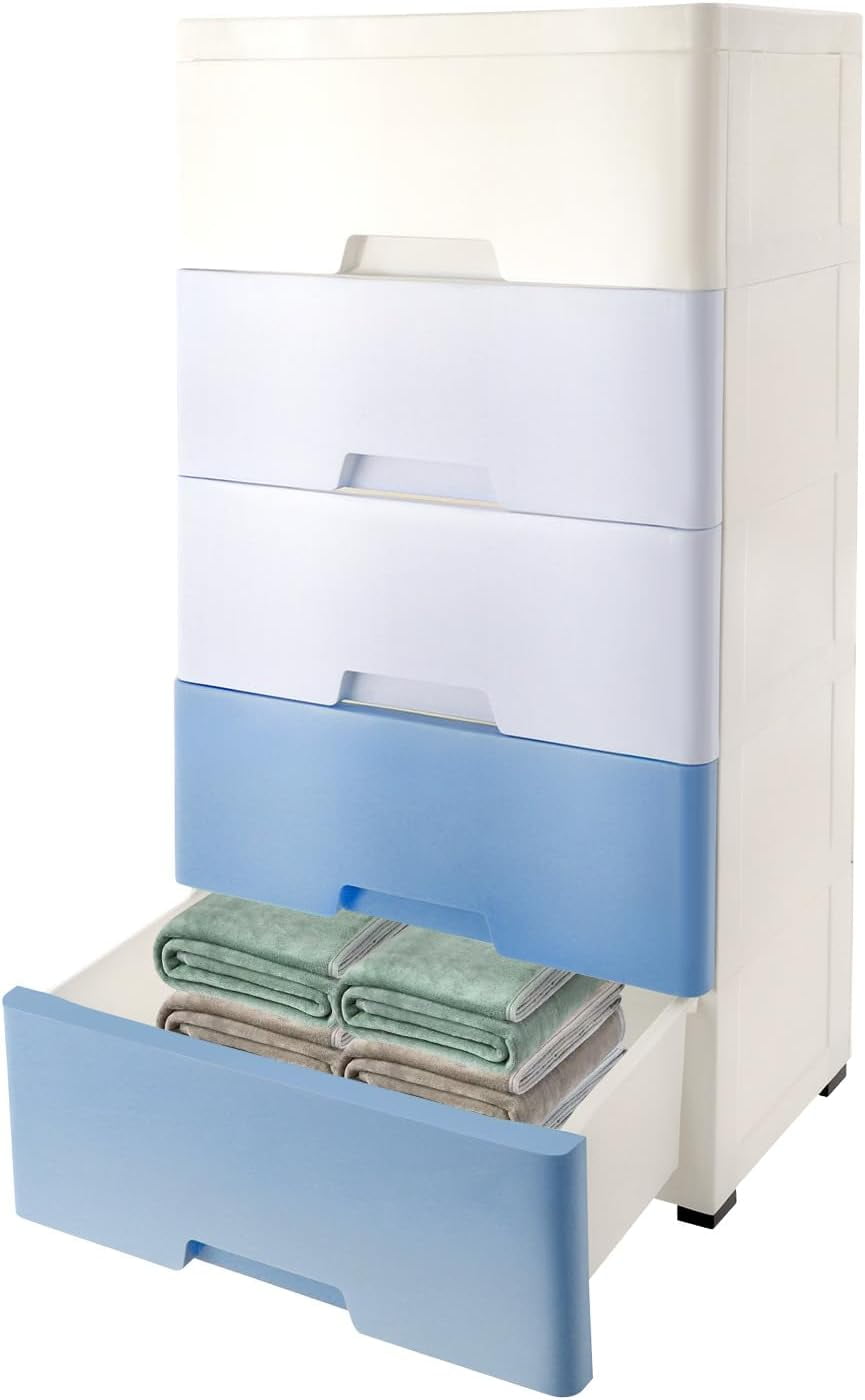 5 Drawer Plastic Storage Organizer, Plastic Storage Drawers for Bedroom ...