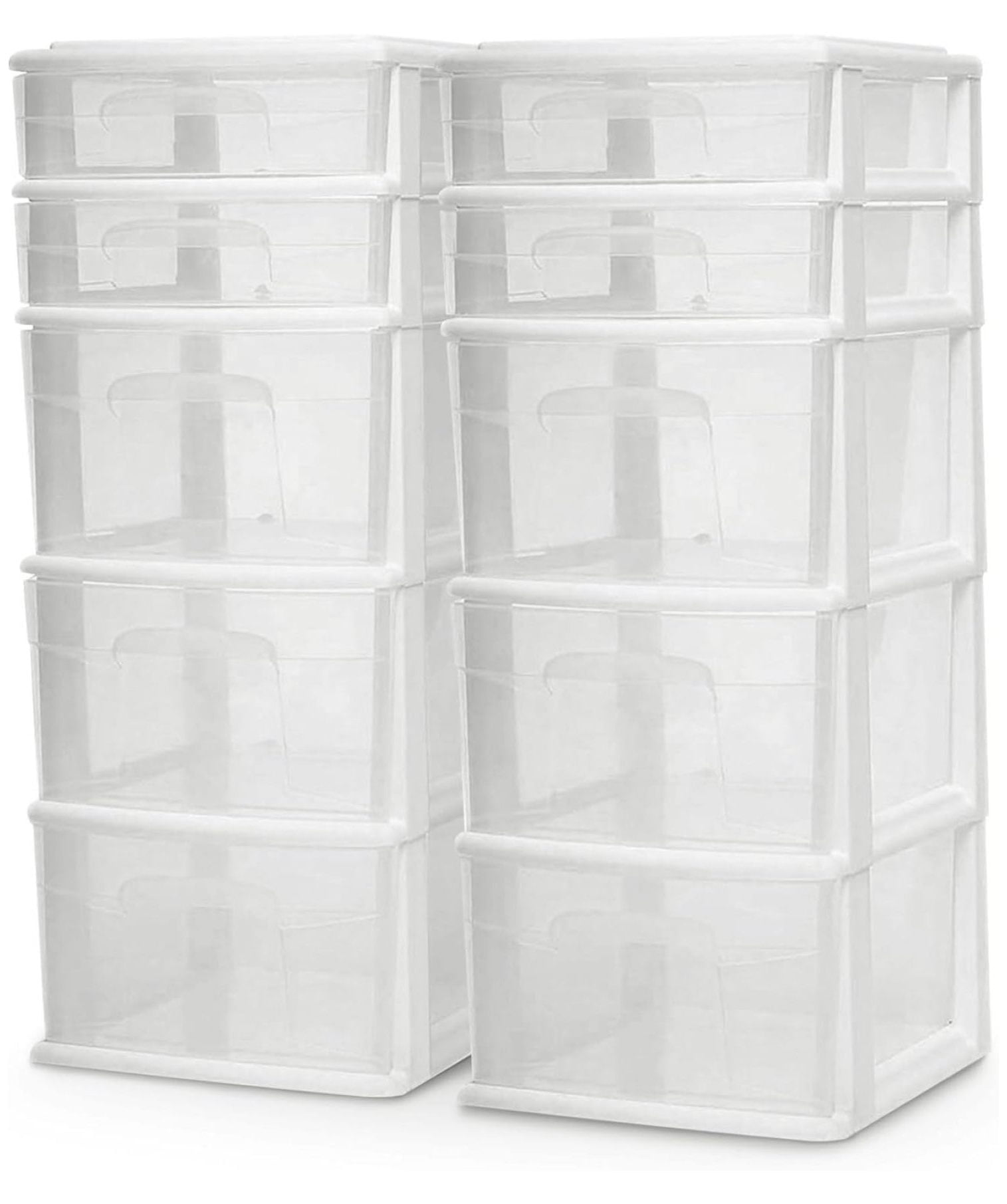5 Drawer Plastic Storage & Organizer Tower | 3 Large Drawers & 2 Small ...