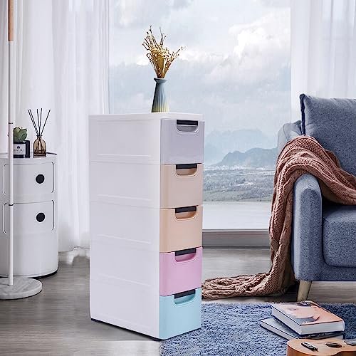 5 Drawer Plastic Storage, Stackable Clothes Storage Box, Vertical ...