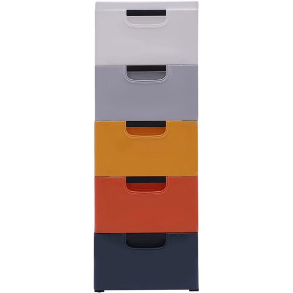 5 Drawer Plastic Storage, Stackable Clothes Storage Box Vertical ...