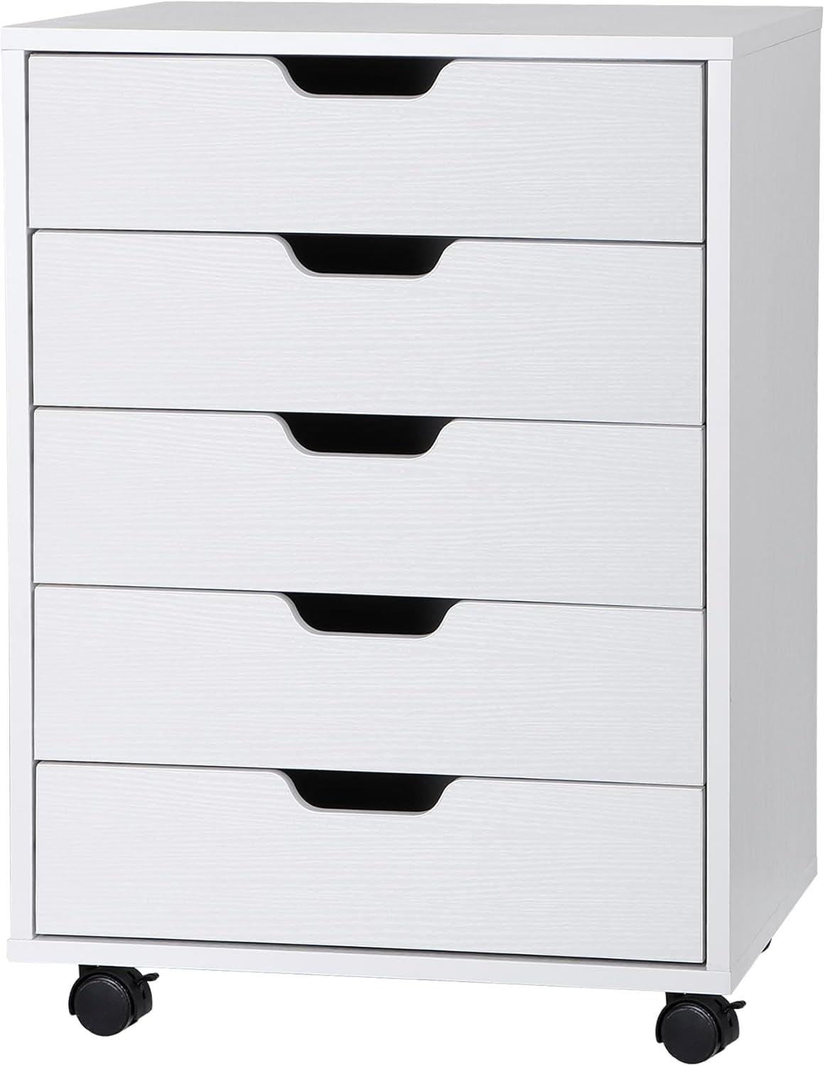 5-Drawer Rolling Dresser, Wood Storage Cabinet with Wheels - Easy ...