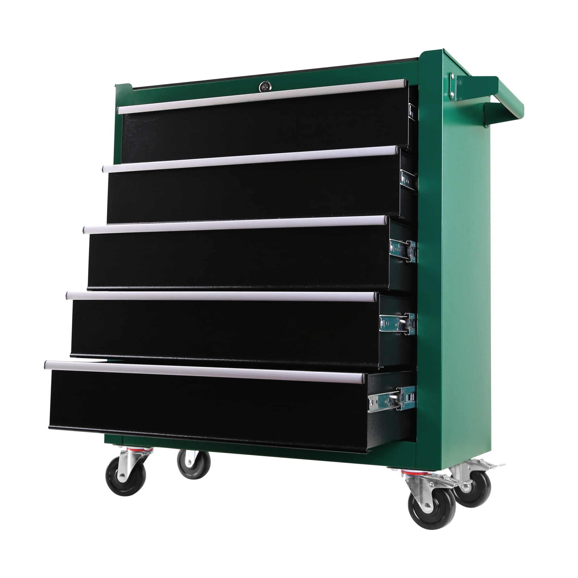 5-Drawer Rolling Tool Cart, 24.4" L x 13" W x 29.5" H Lockable Slide ...