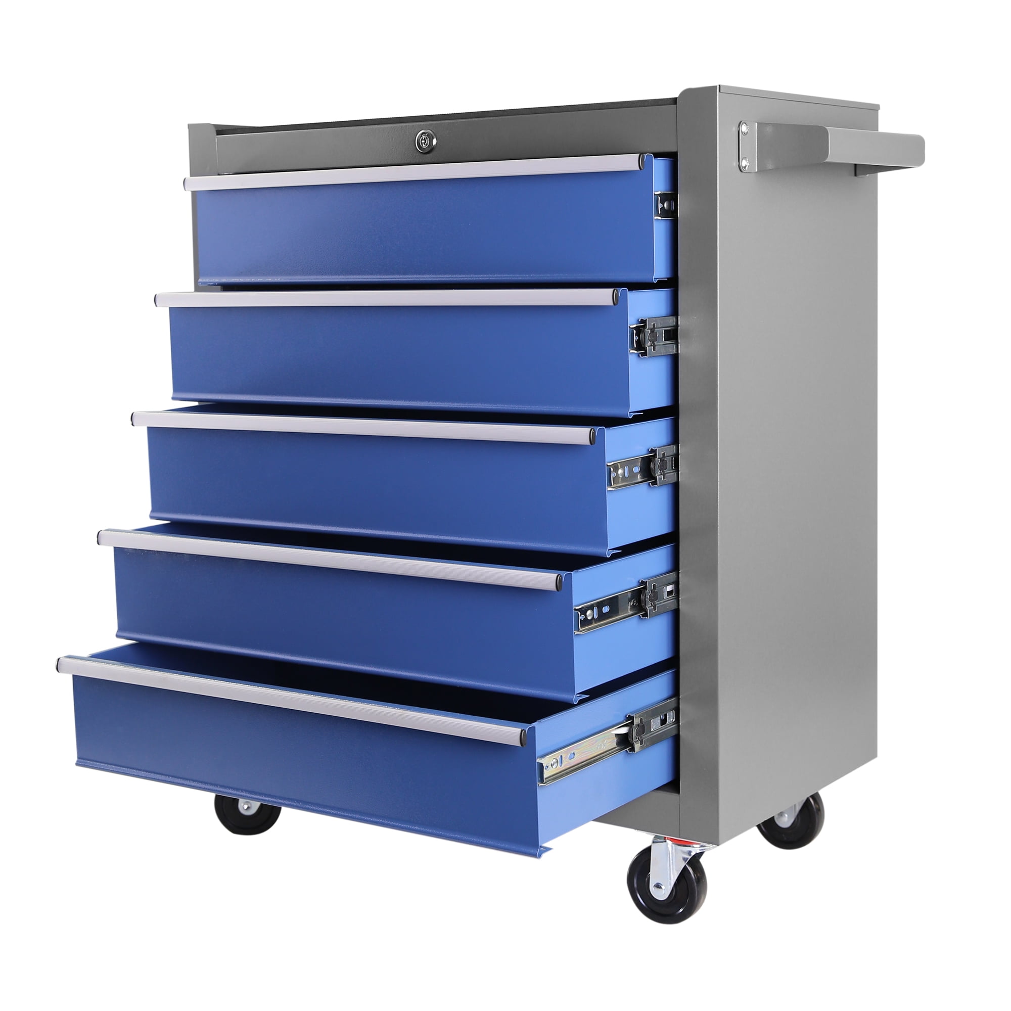 5-Drawer Rolling Tool Cart, 24.4" L x 13" W x 29.5" H Lockable Slide ...