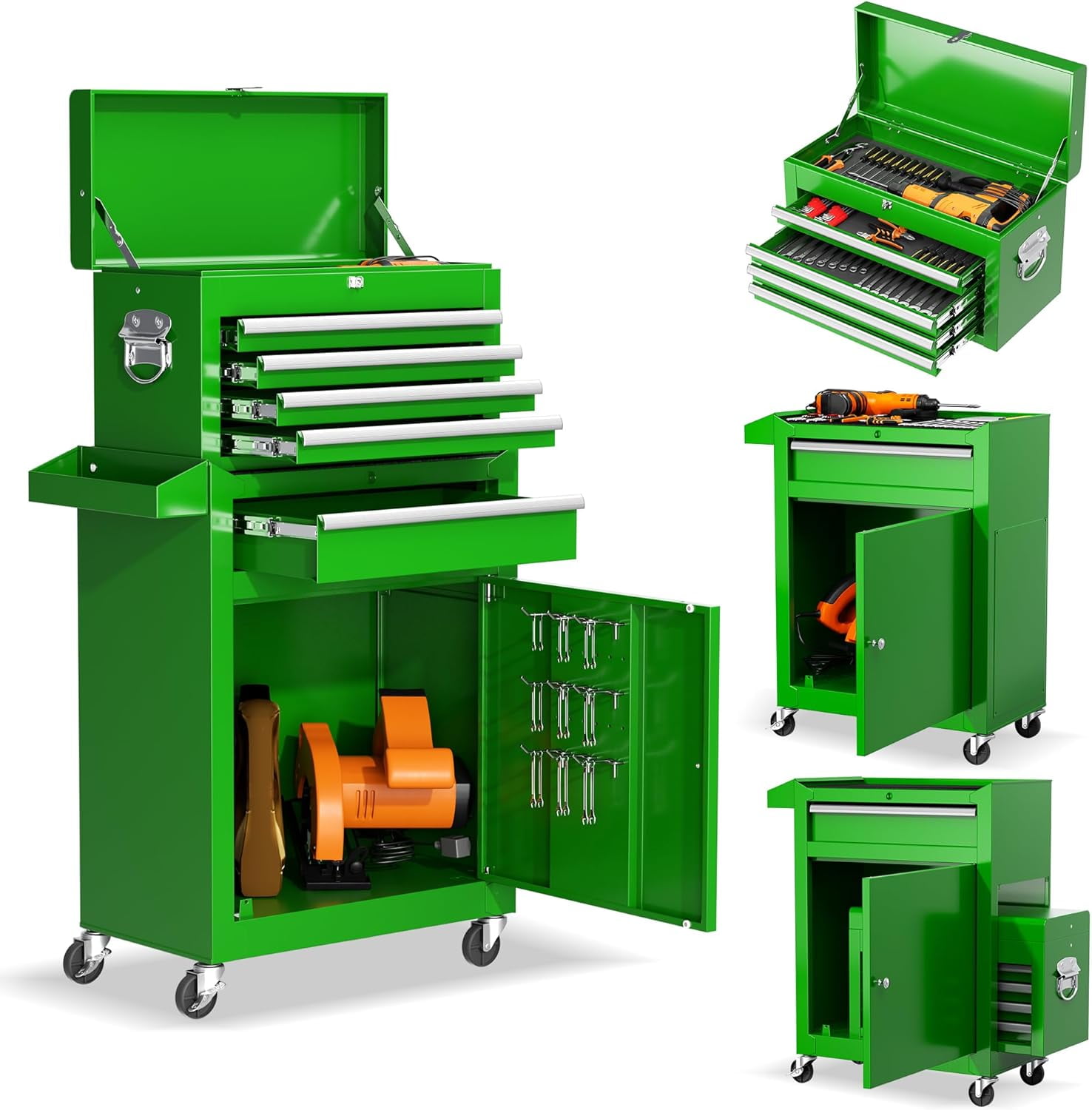 5-Drawer Rolling Tool Chest - Heavy-Duty Steel Tool Cabinet with ...