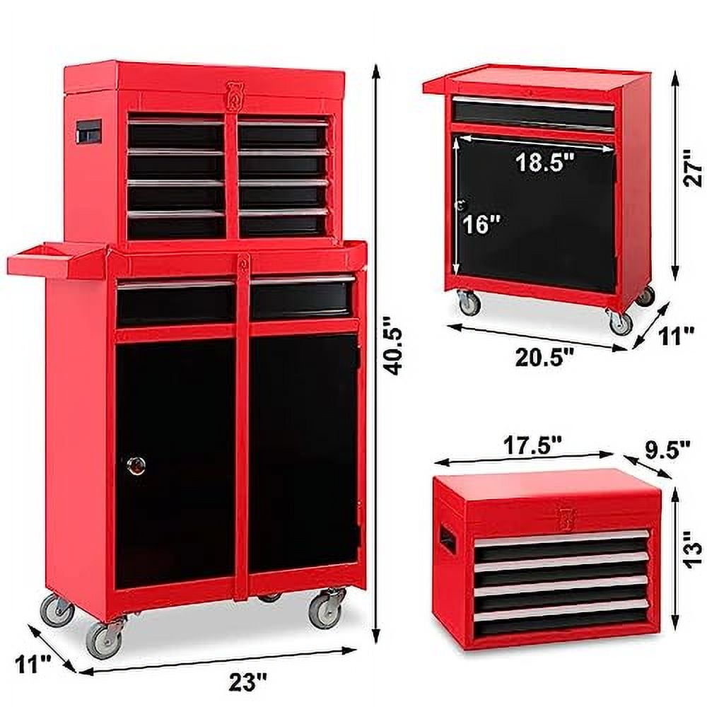 5-Drawer Rolling Tool Chest, High Capacity, Adjustable Shelf, Lockable ...