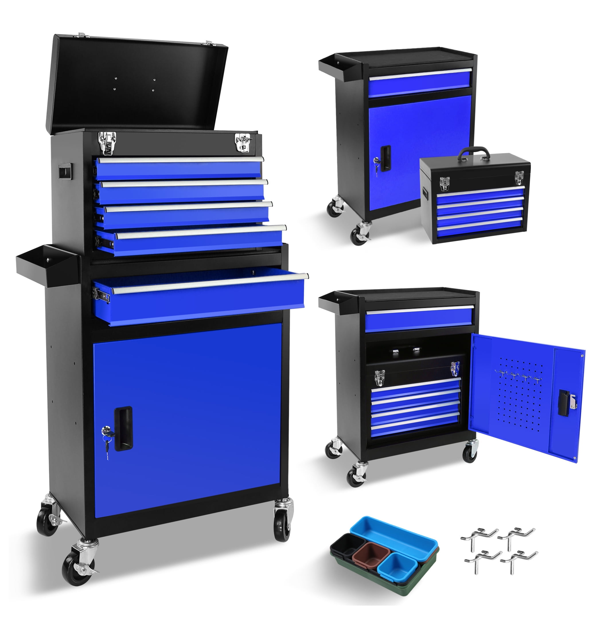 5-Drawer Rolling Tool Chest, High Capacity Tool Storage Cabinet W/Lockable Wheels, Anti-Slip ...