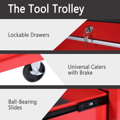 5 Drawer Rolling Tool Chest,Metal Rolling Tool Cart with Interlock ...
