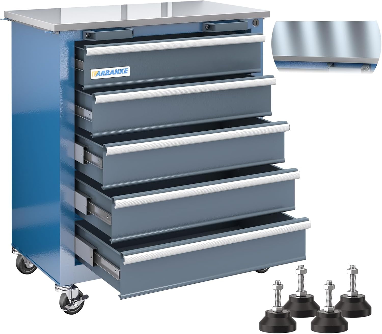 5-Drawer Rolling Tool Chest, Tool Chest with Wheels and Foot Pads,Tool ...