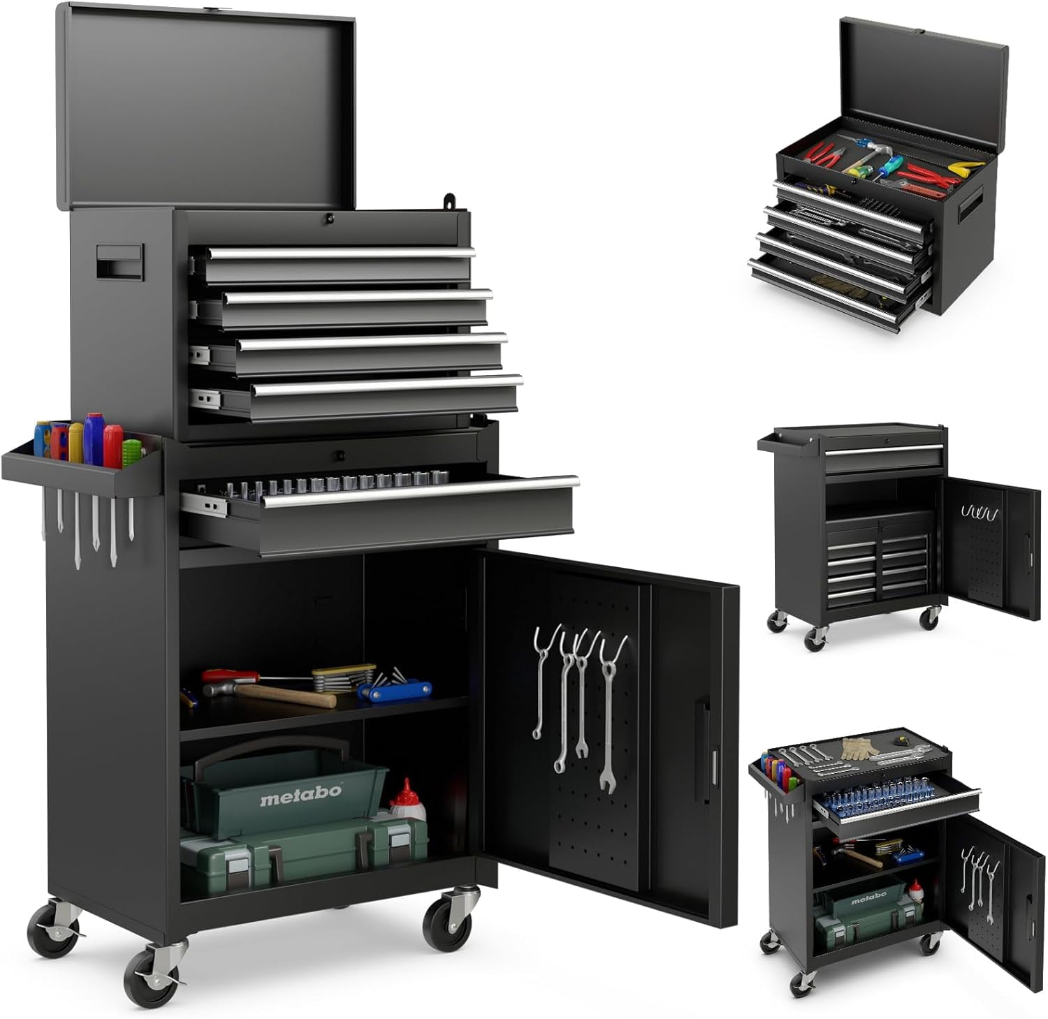 5-Drawer Rolling Tool Chest, Tool Storage Cabinet with Lockable Wheels ...