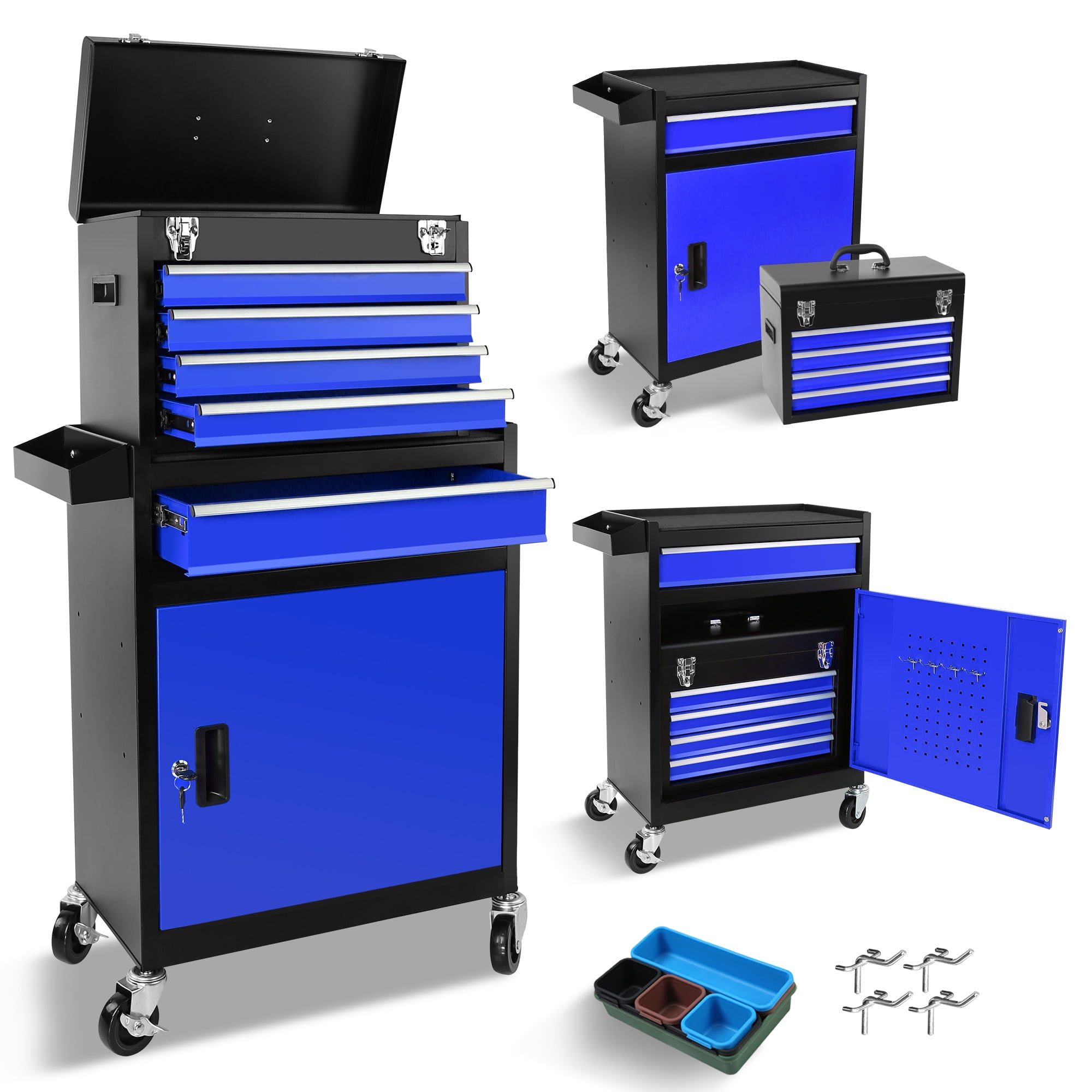 5-Drawer Rolling Tool Chest with Wheels and Door, Casemiol Tool Box ...