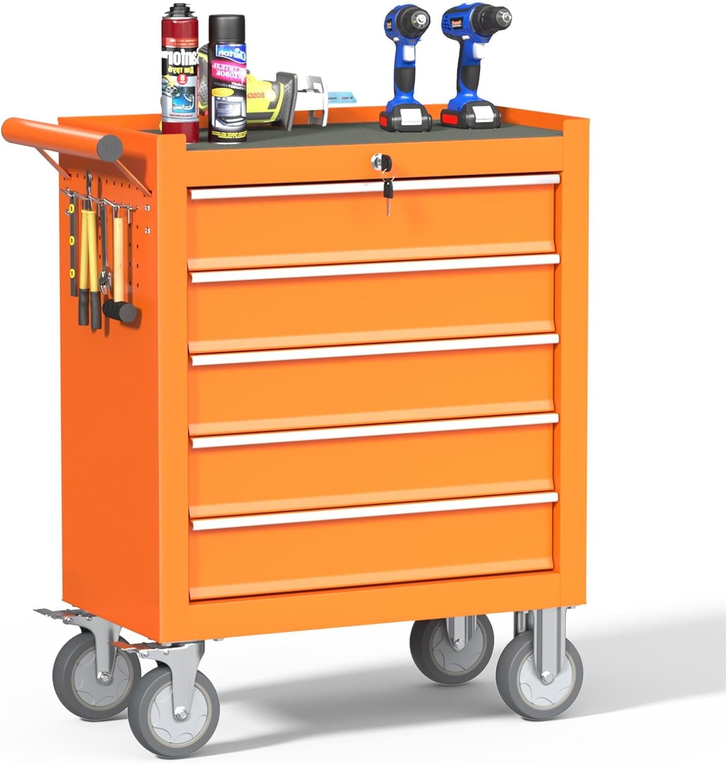 5-Drawer Rolling Tool Chest with Wheels, Heavy Duty Tool Box with Drawers, Metal Tool Storage ...