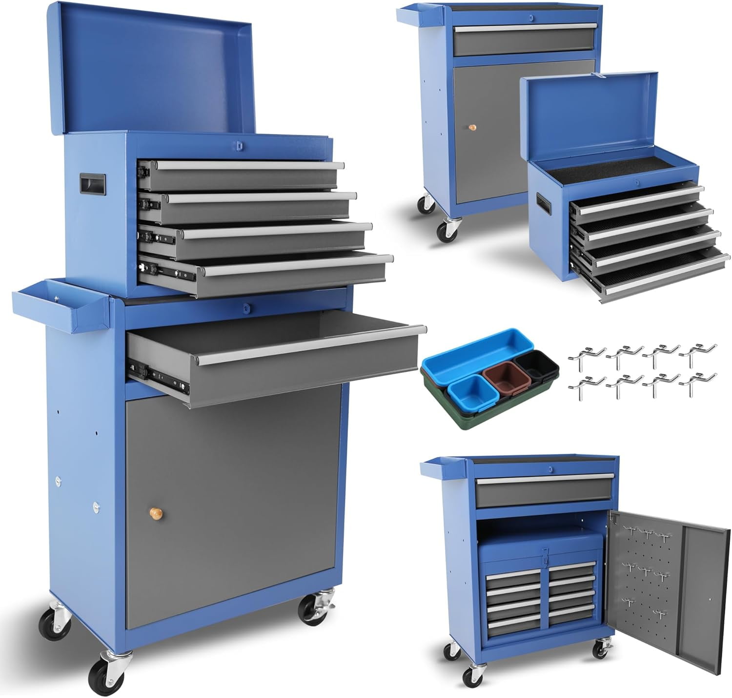 5-Drawer Rolling Tool Storage Cabinet with Detachable Top&Adjustable ...