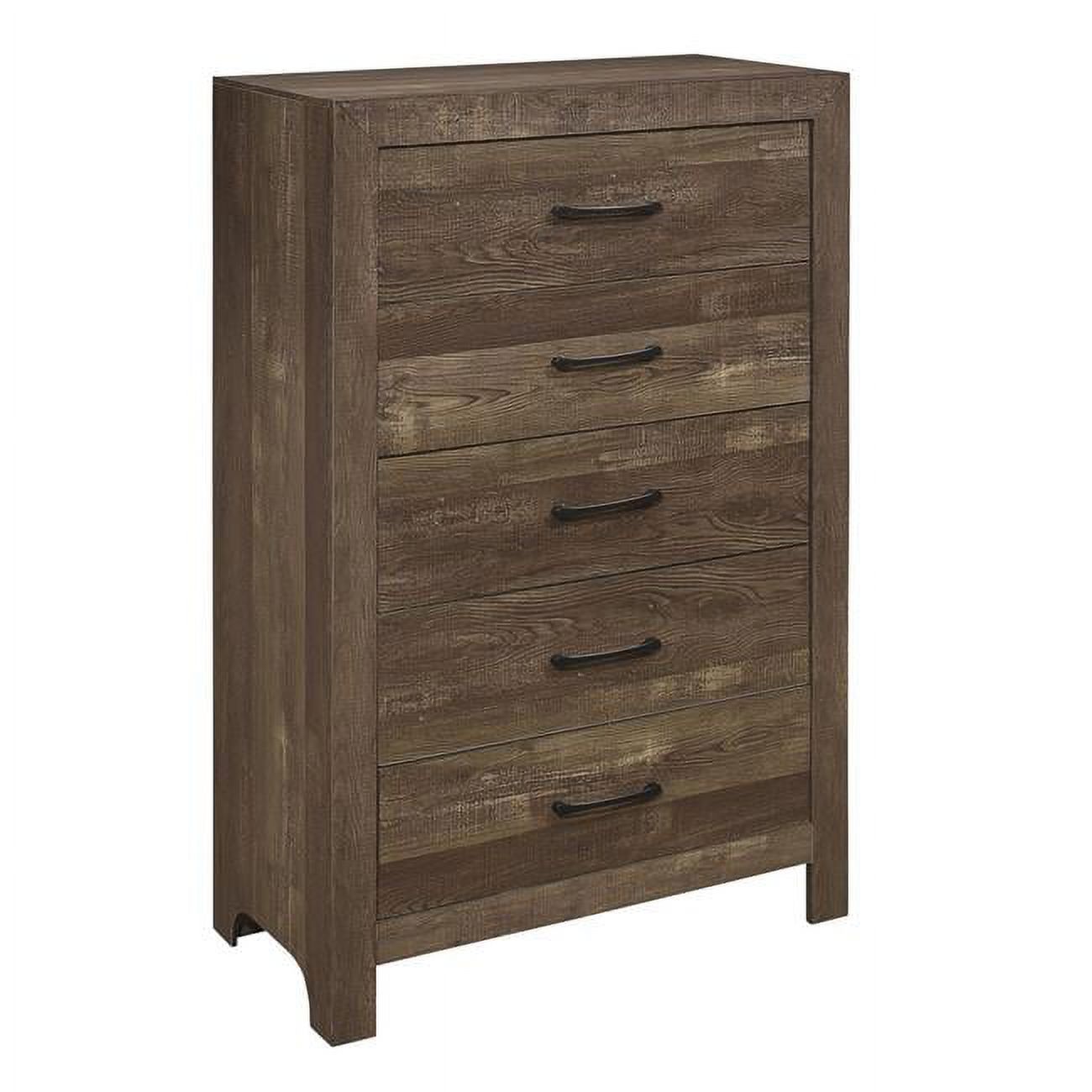 5 Drawer Rustic Wooden Chest with Block Legs Support, Brown - Walmart.com
