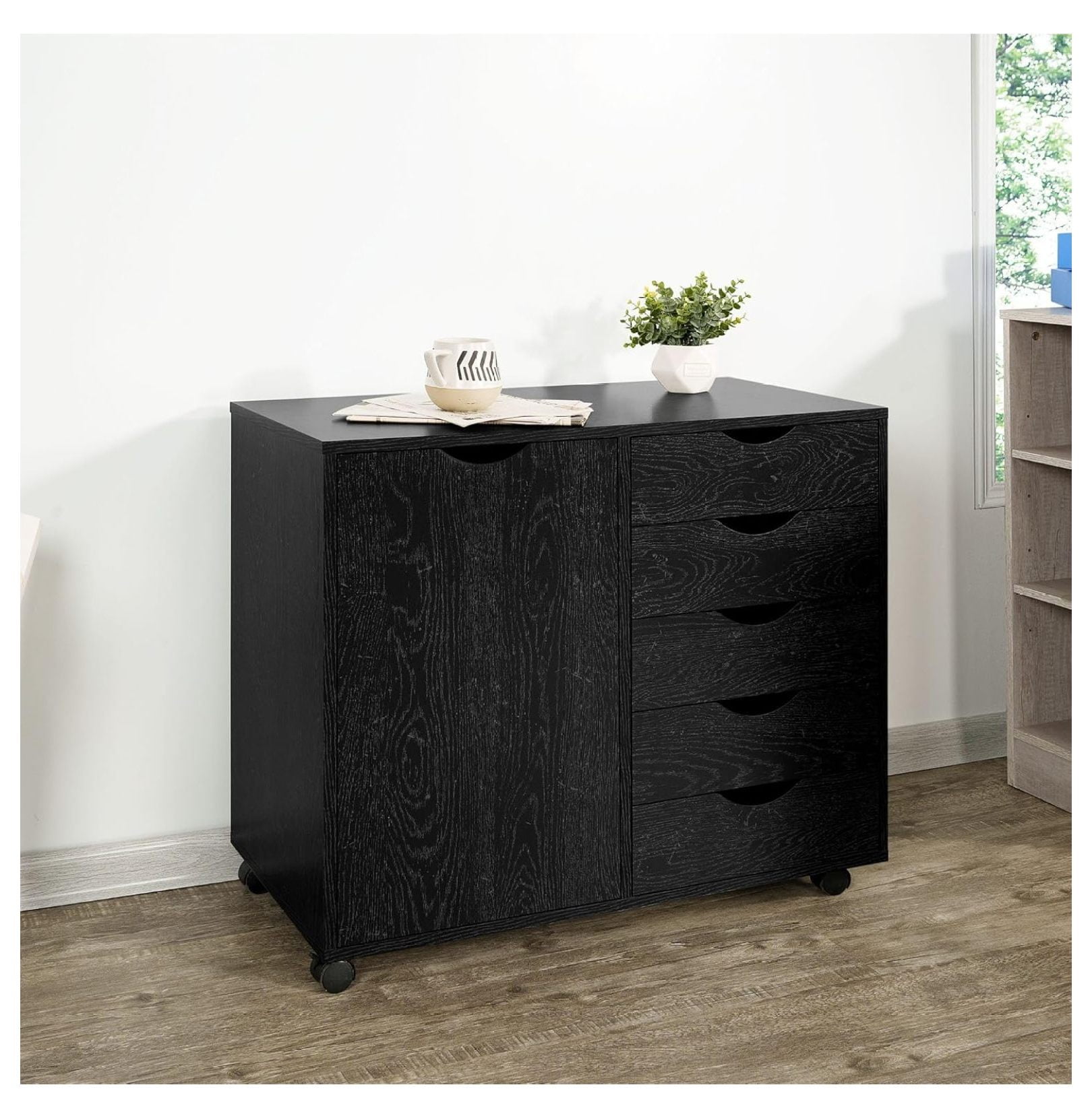 5 Drawer with Shelf Office Storage File Cabinet Under Desk Storage File ...