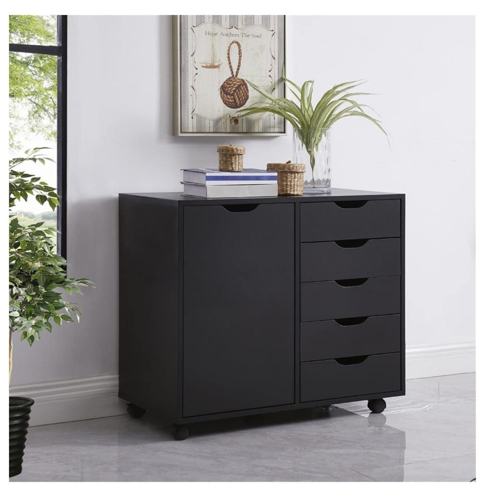 5 Drawer with Shelf Office Storage File Cabinet, Under Desk Storage ...