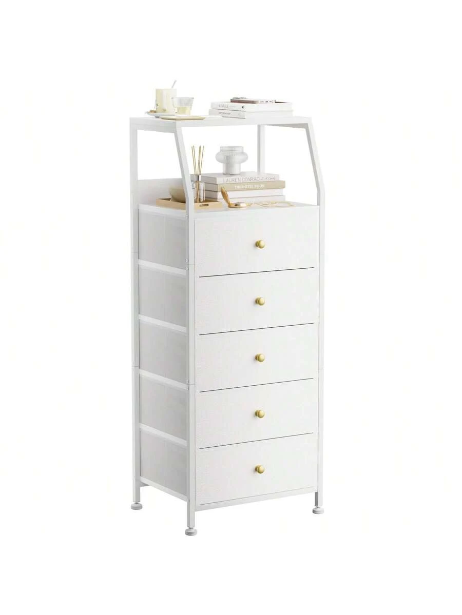 5-Drawer Storage Cabinet With Ladder Shelves Drawer Dresser – Easy-Pull ...