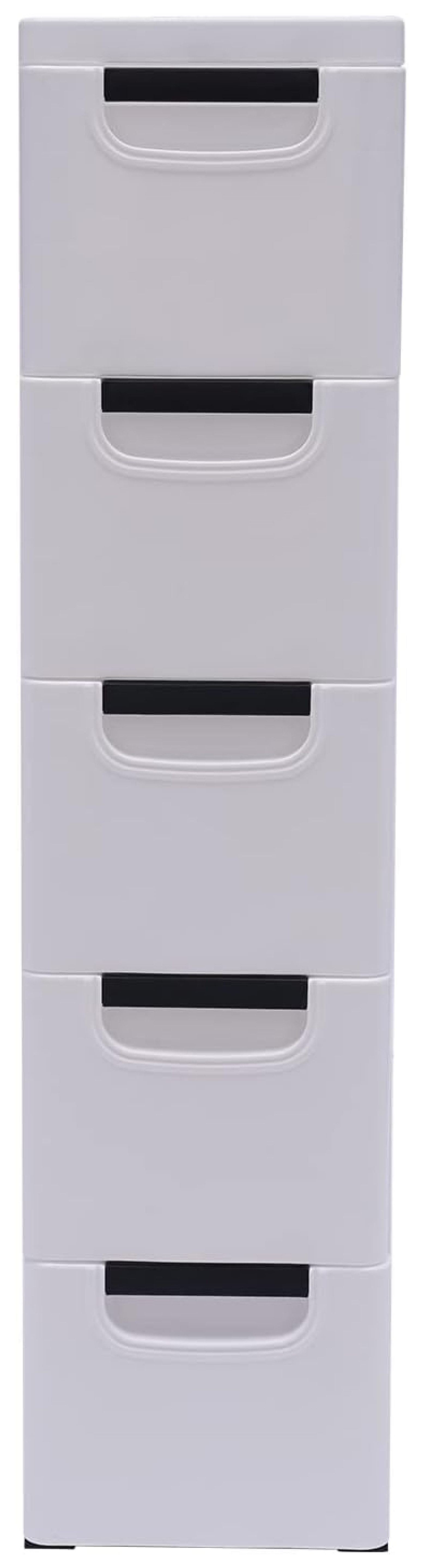 5-Drawer Storage Cabinet, Modern Narrow Plastic Stackable Storage ...