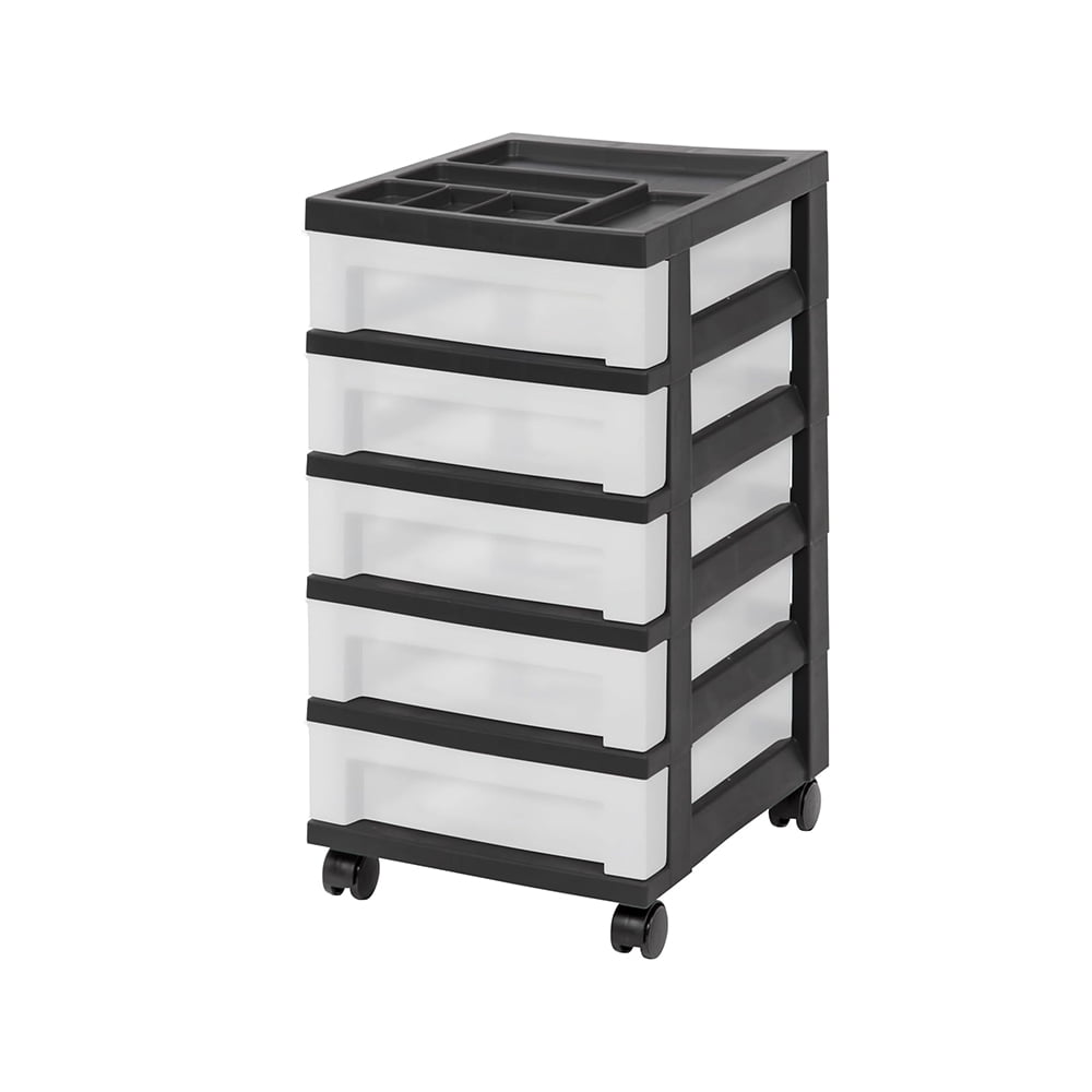 5-Drawer Storage Cart with Organizer Top and Smooth-glide Casters for ...