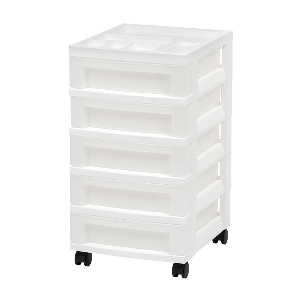 5-Drawer Storage Cart with Organizer Top and Smooth-glide Casters for ...