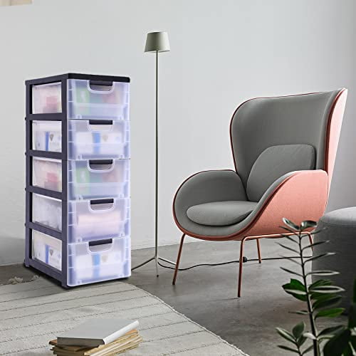5 Drawer Storage Organizer, Plastic Drawers Stackable, Vertical Storage ...
