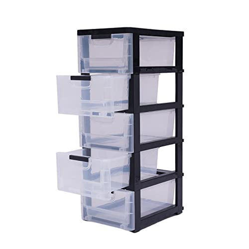 5 Drawer Storage Organizer, Vertical Storage Tower, Plastic Storage ...