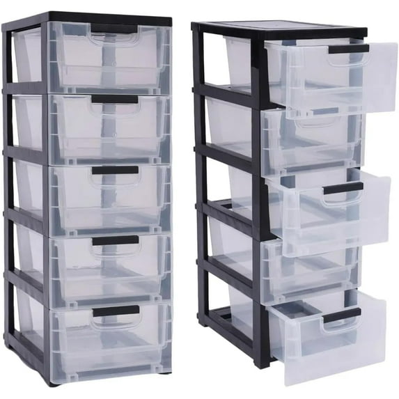 5 Drawer Storage Organizer with Wheels Plastic Storage Drawers ...