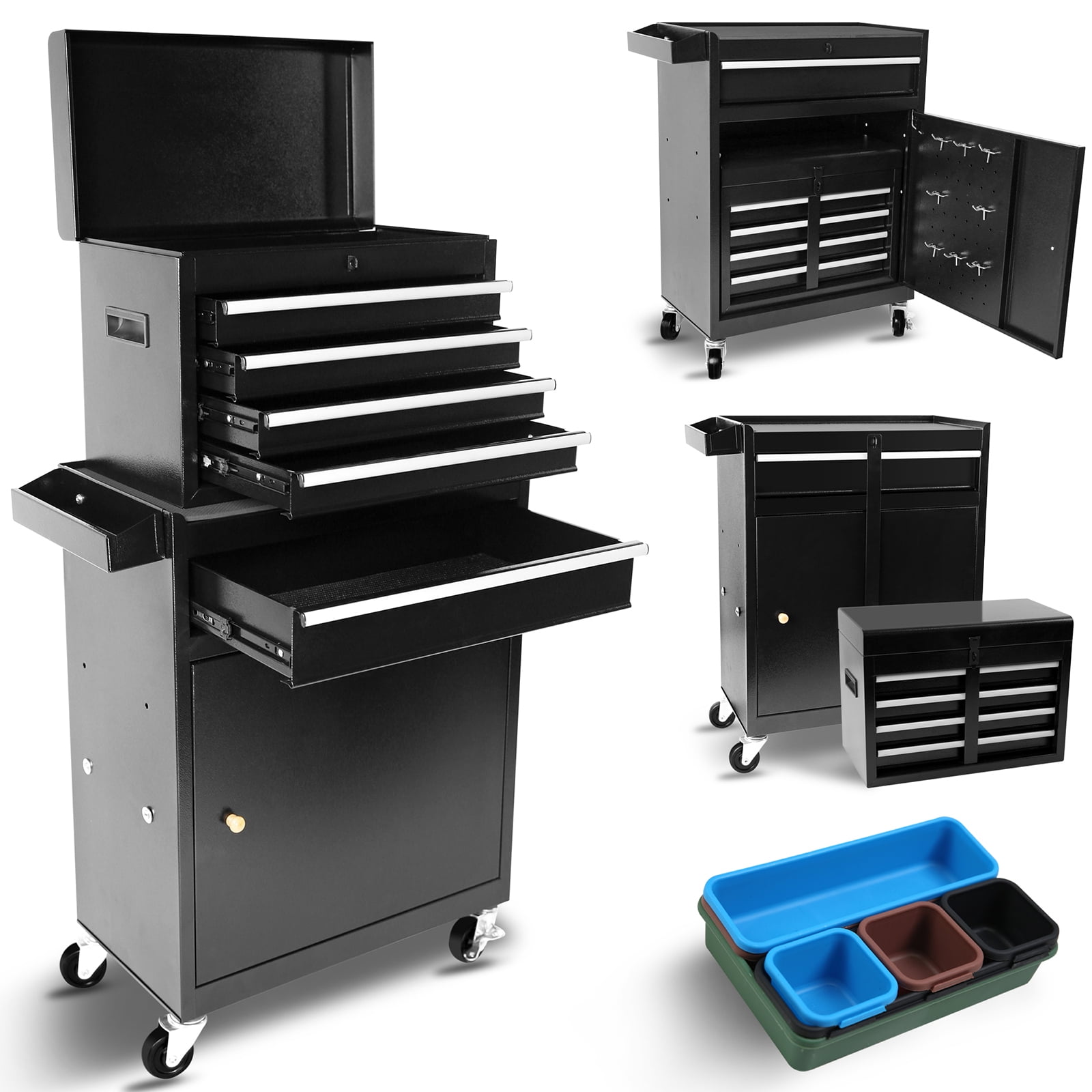 5-Drawer Storage Tool Cabinet, Rolling Tool Chest With Lockable Wheels ...