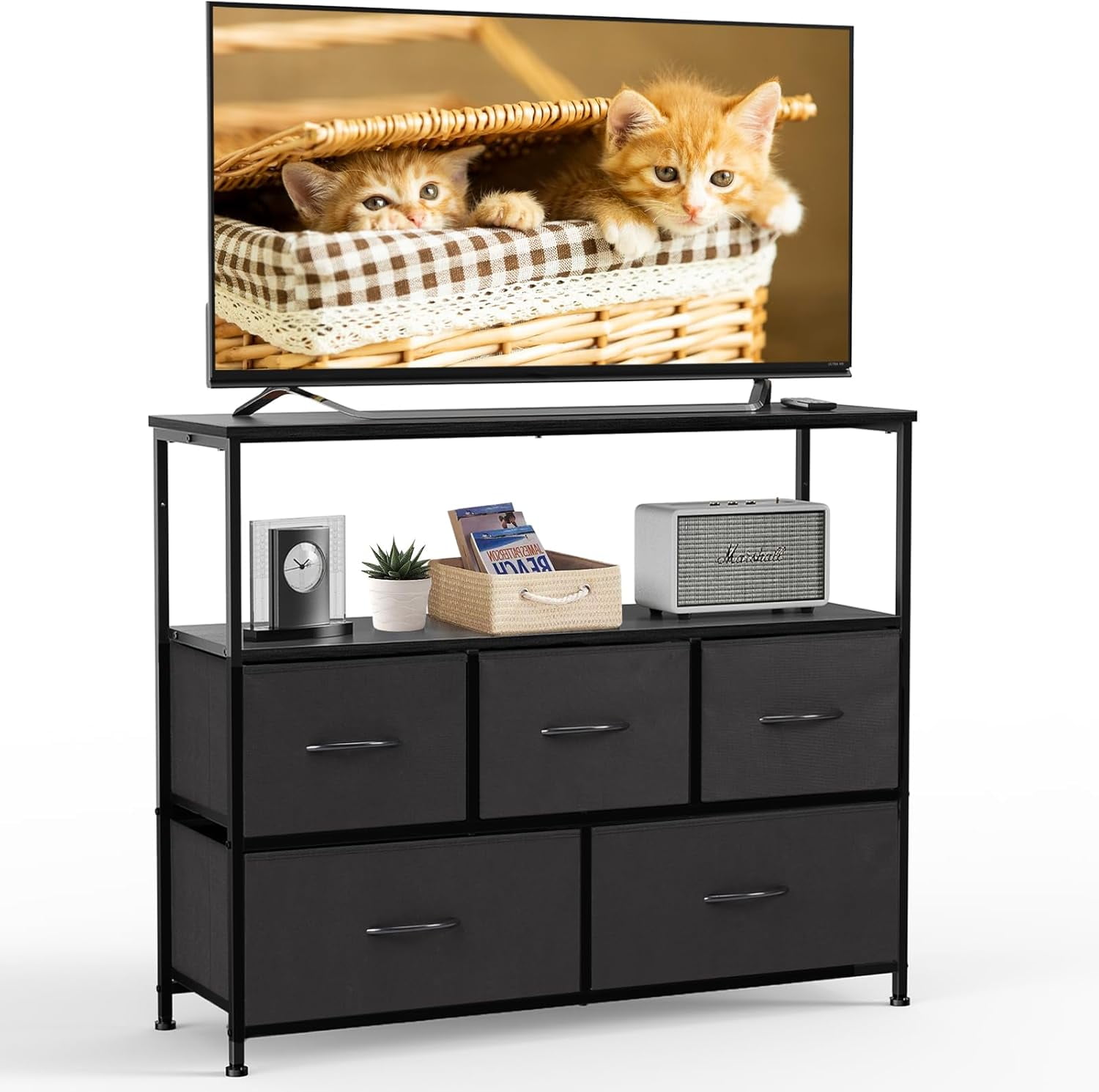 5 Drawer TV Stand Dresser with Storage, Media Console for 45" TVs ...