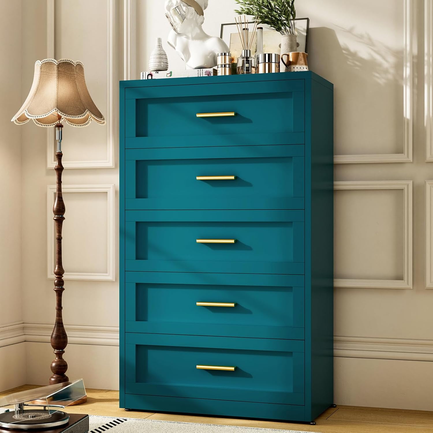 5-Drawer Tall Dresser for Bedroom, Metal Chest of Drawers for Closet ...