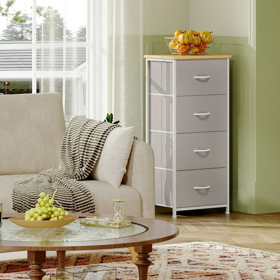 5-Drawer Tall Dresser with Removable Fabric Bins - Heavy-Duty Metal ...