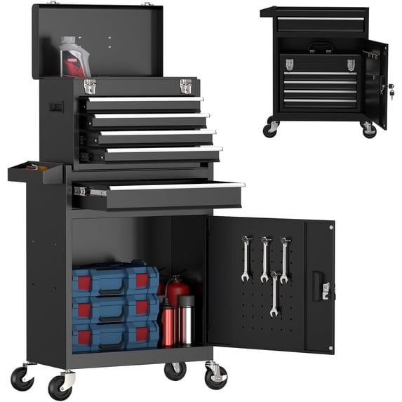5-Drawer Tool Box with Wheels, Rolling Tool Storage Cabinet with ...