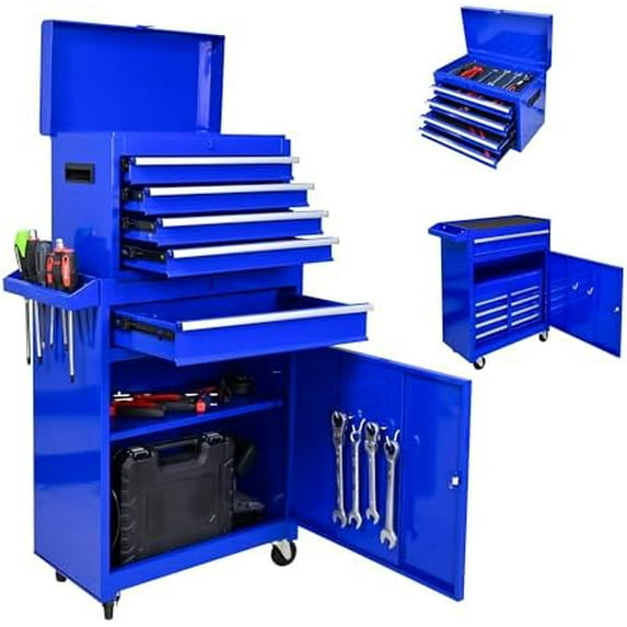 5-Drawer Tool Chest, Rolling Tool Box with Detachable Top Toolbox ...