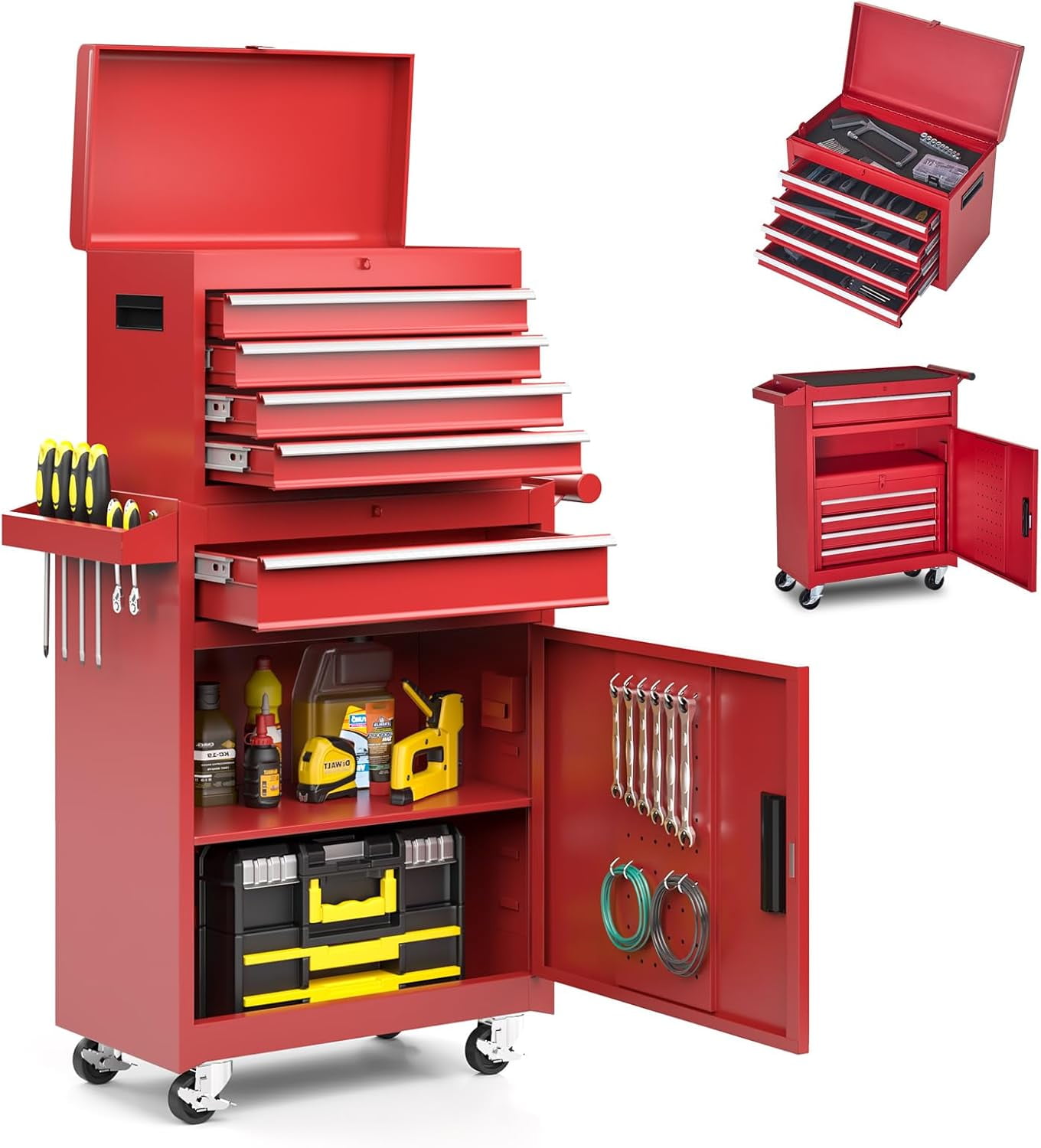 5-Drawer Tool Chest, Rolling Tool Storage Cabinet with Detachable Top ...