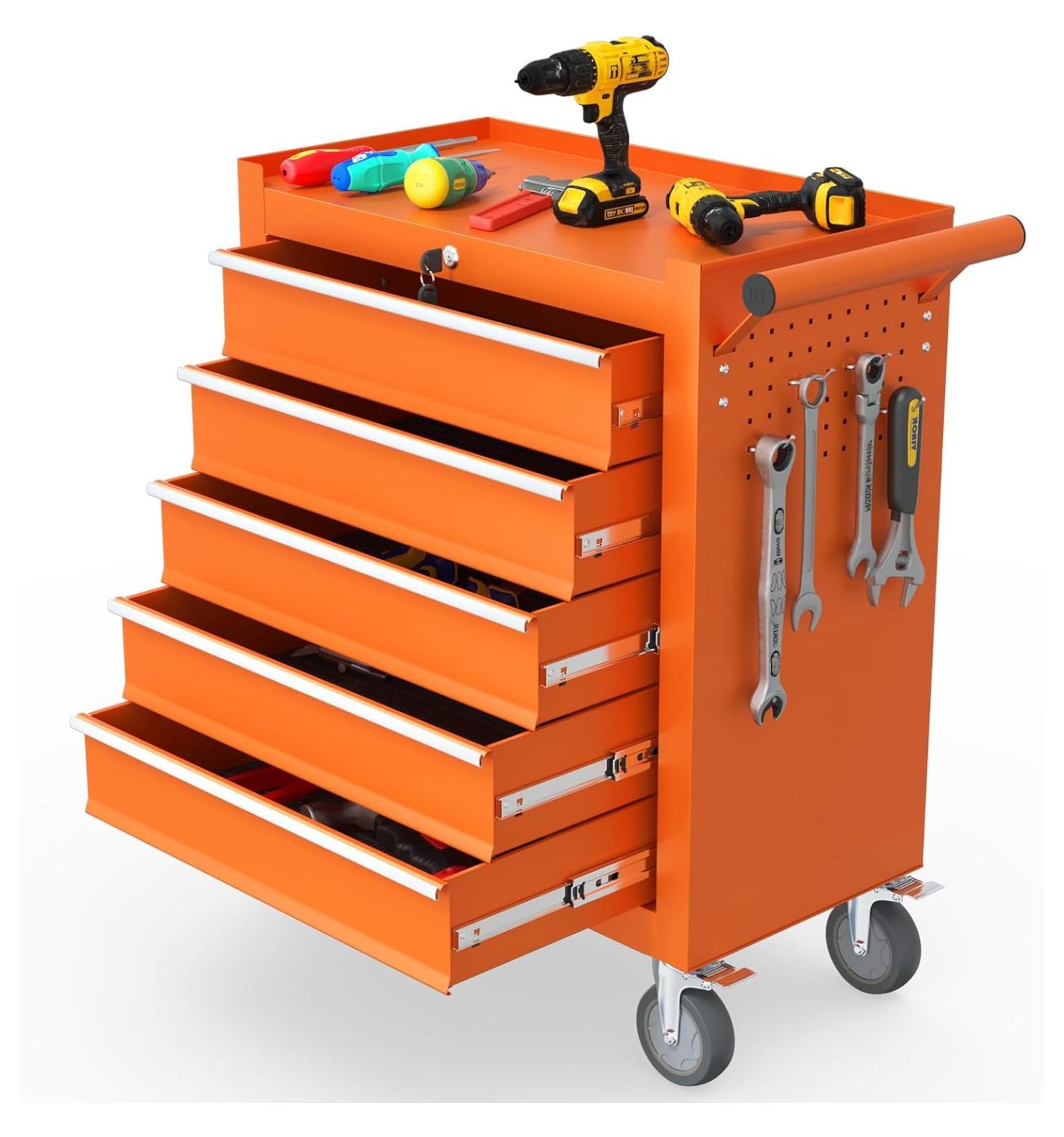 5-Drawer Tool Chest Toolbox, Rolling Tool Chest with Wheels, High ...