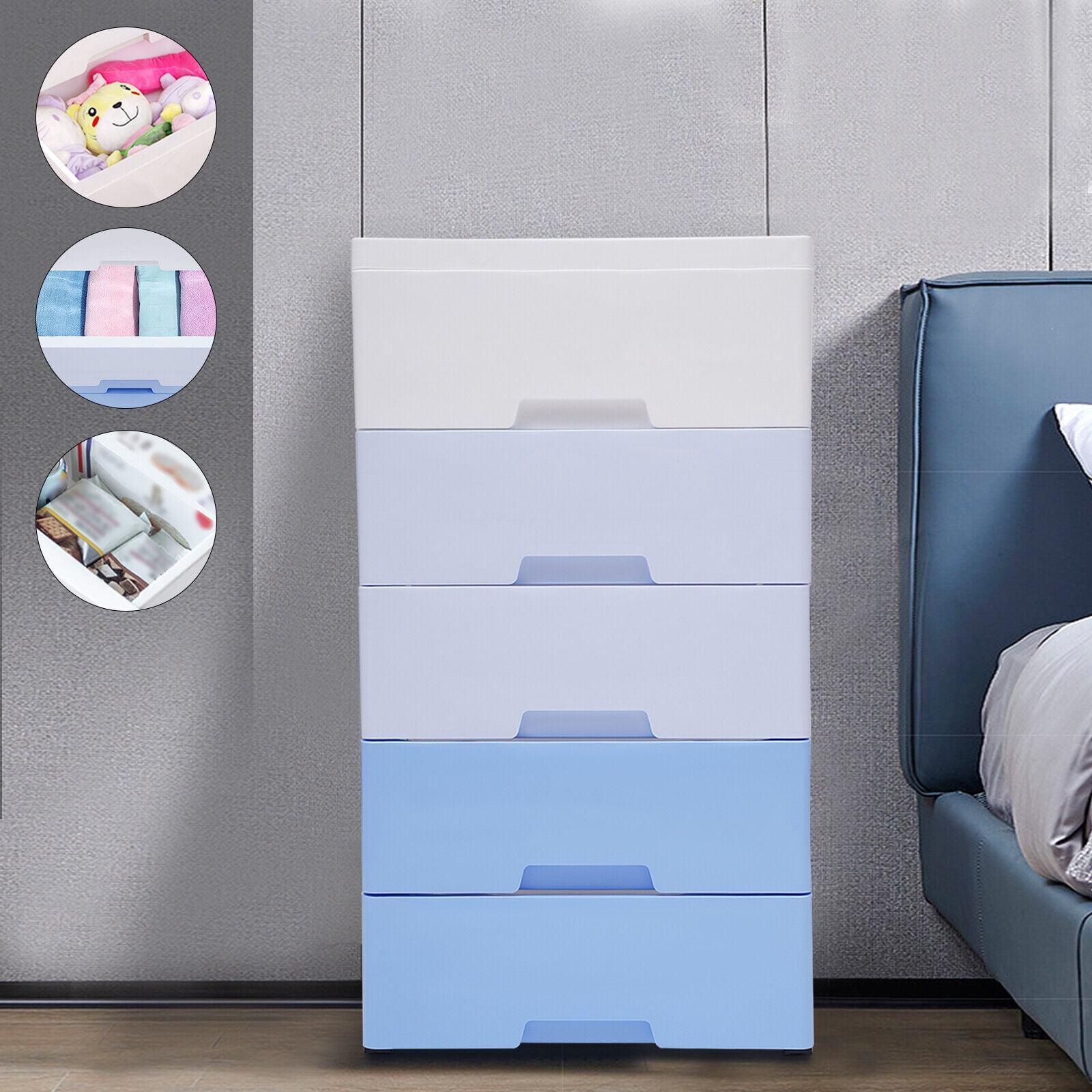 5 Drawer Vertical Clothes Storage Cabinet Tower Bedroom Tall Small ...