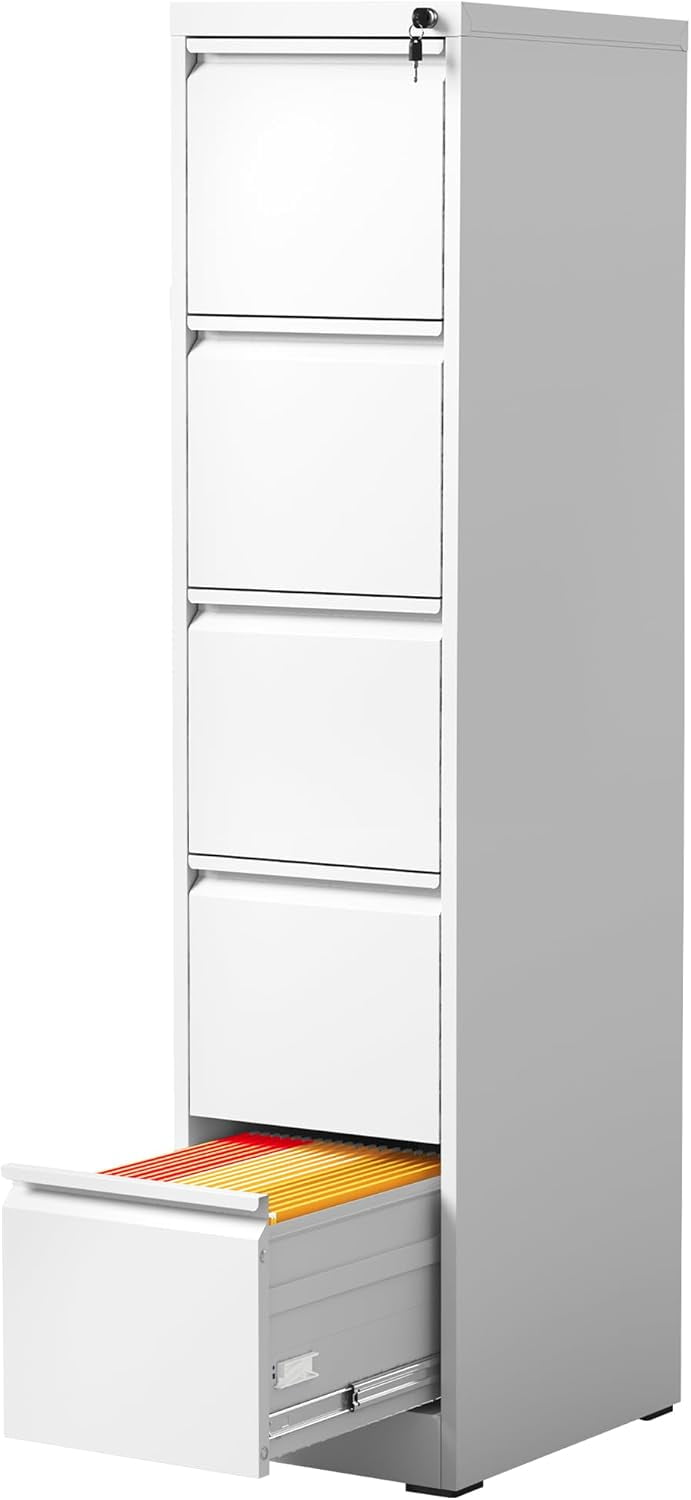 5 Drawer Vertical File Cabinet with Lock, Locking Cabinet for Home ...