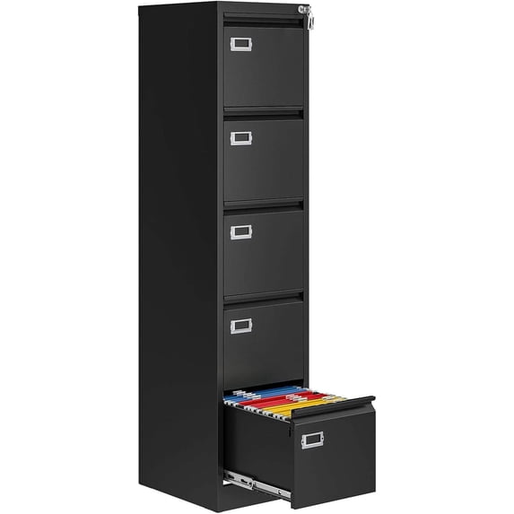 5-Drawer Vertical Locking File Cabinet, Steel Metal Filing Cabinet for ...