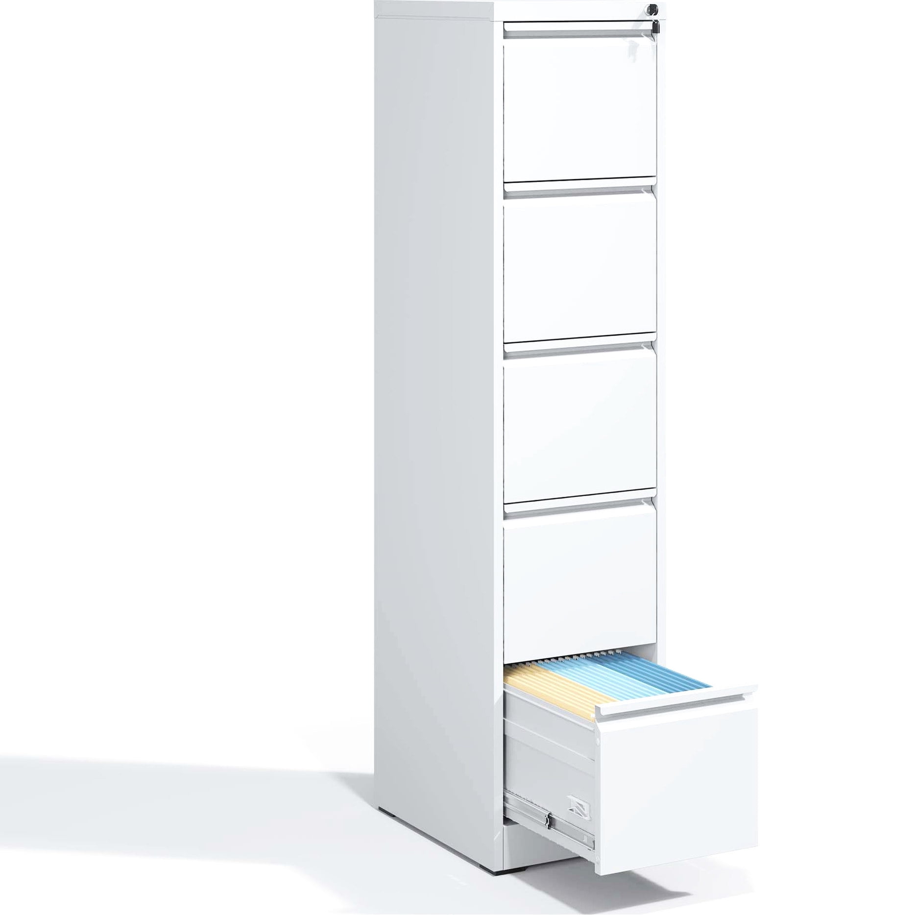 5 Drawer White Metal Vertical Filing Cabinet Durable for Office with ...