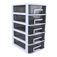 5 Drawer Wide Plastic Storage Tower 12.2 x8.4x5.1 inches Portable ...