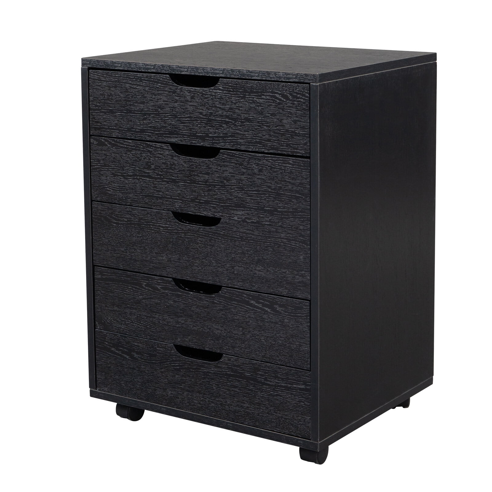 5-Drawer Wood Filing Cabinet, Mobile Storage Cabinet for Closet ...