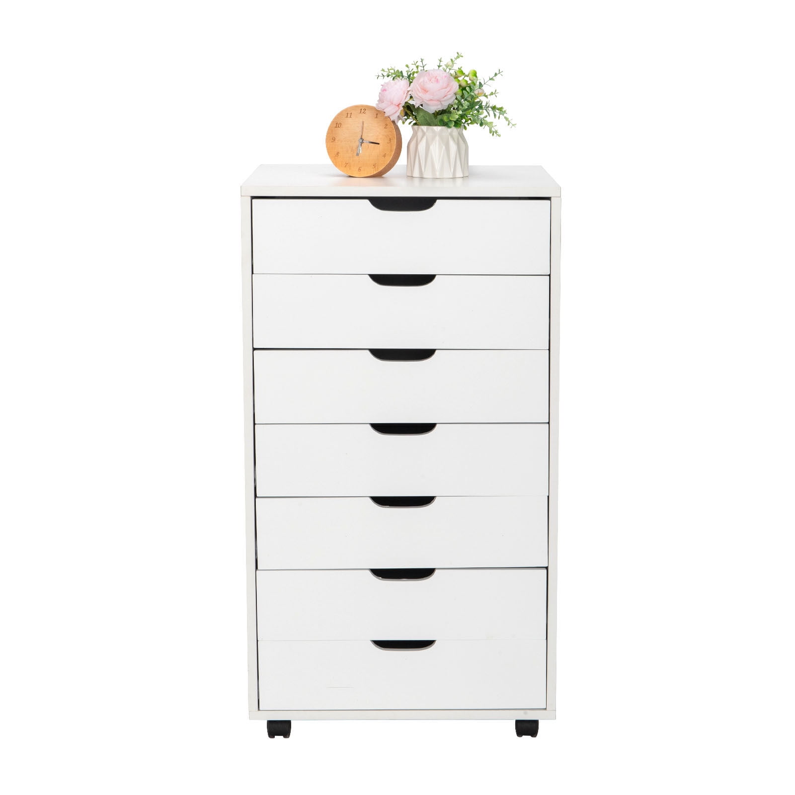 5-Drawer Wood Filing Cabinet, Mobile Storage Cabinet for Closet ...