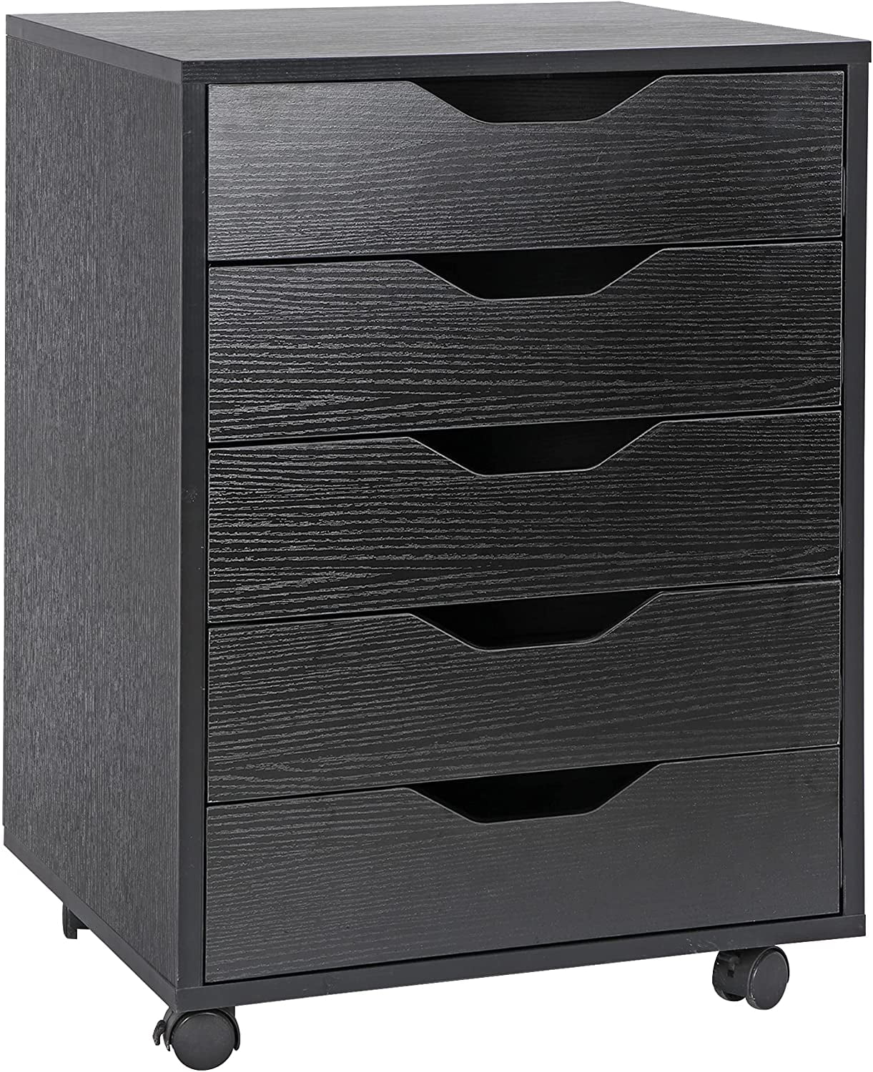 5 Drawers Chest, Mobile File Cabinet with Casters, Home Office Storage ...
