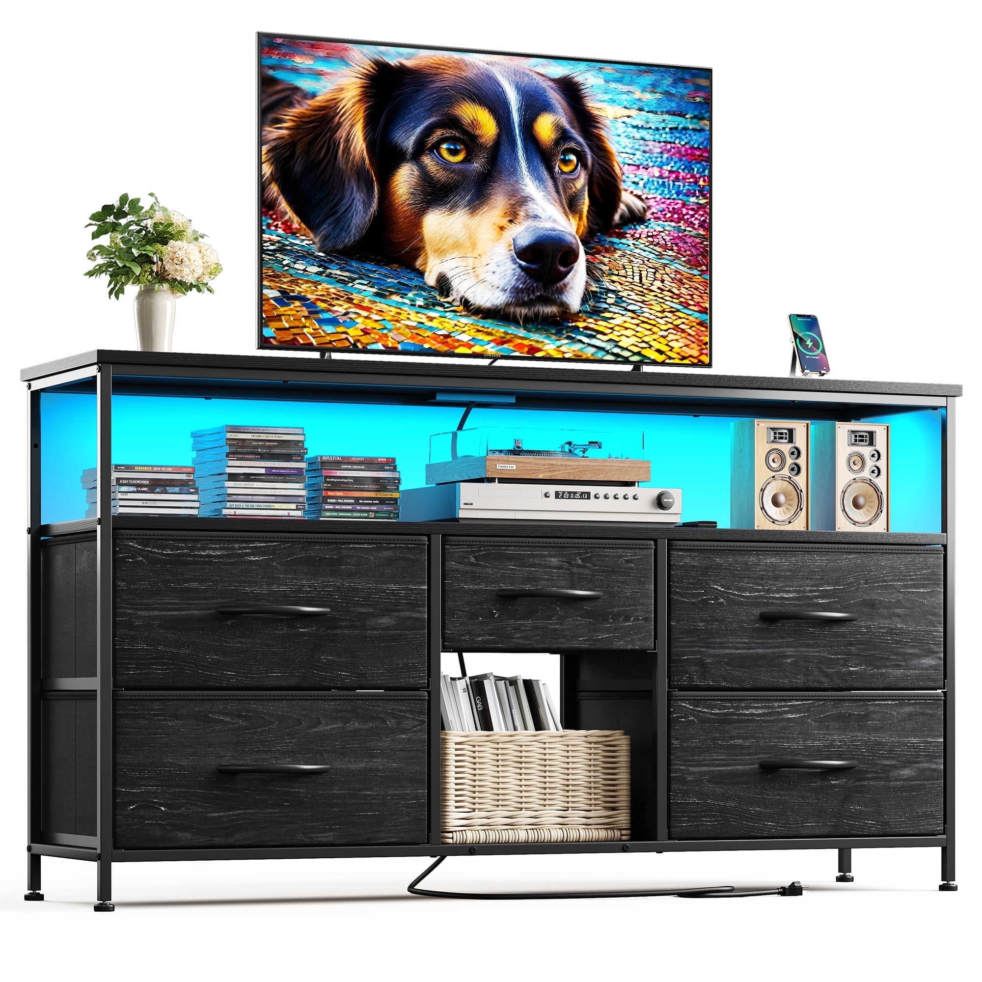 Romorgniz 5 Drawers Dresser TV Stand for 50",Wide dresser for Bedroom ...